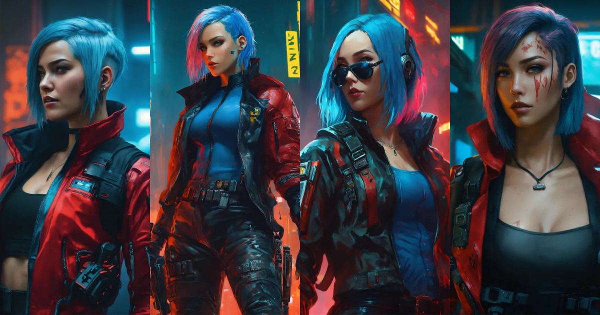 Lexica - Futuristic cyberpunk robin eggs blue shoulder length hair tips ...