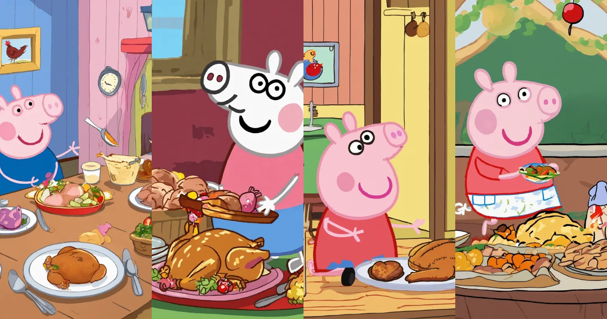 Lexica - Peppa pig eats a roasted chicken