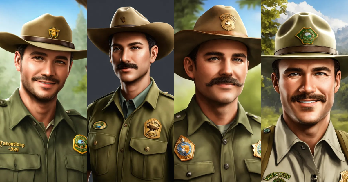 Lexica - A friendly park ranger, photo realistic on white background