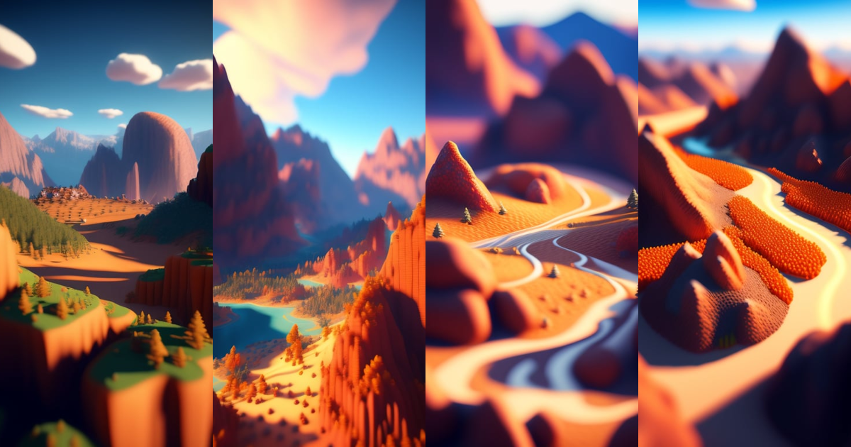 Lexica - 8k, Detailed photorealistic isometric valley in between mountain, pixel art, unreal ...