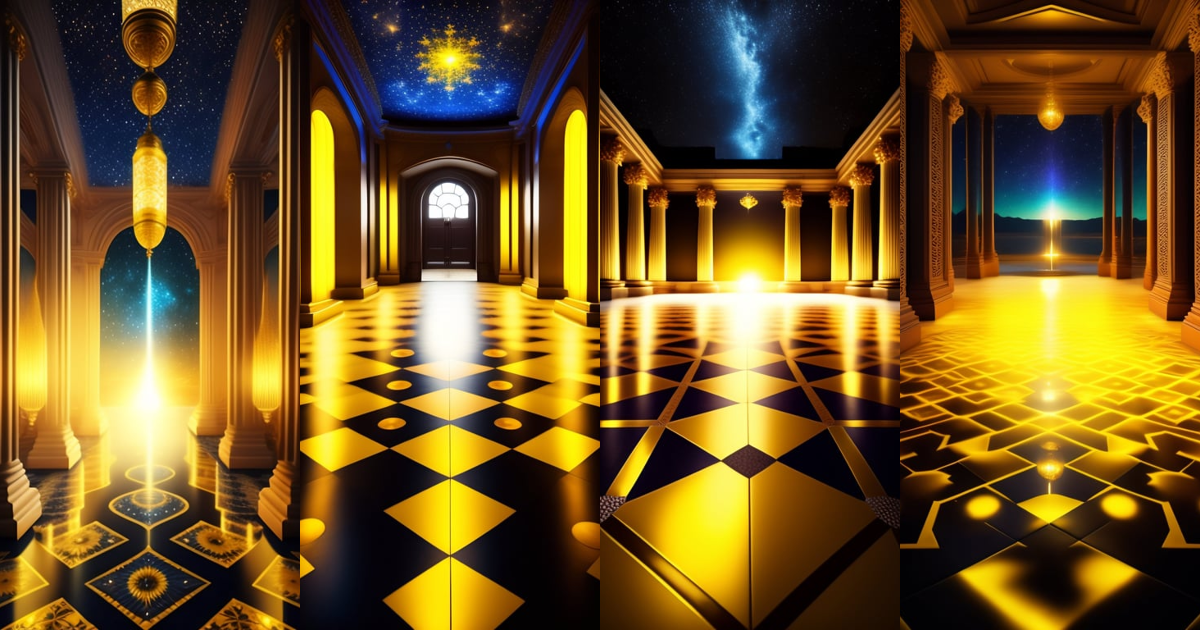 Lexica - One-point perspective, starry sky, universe, exquisite floor ...
