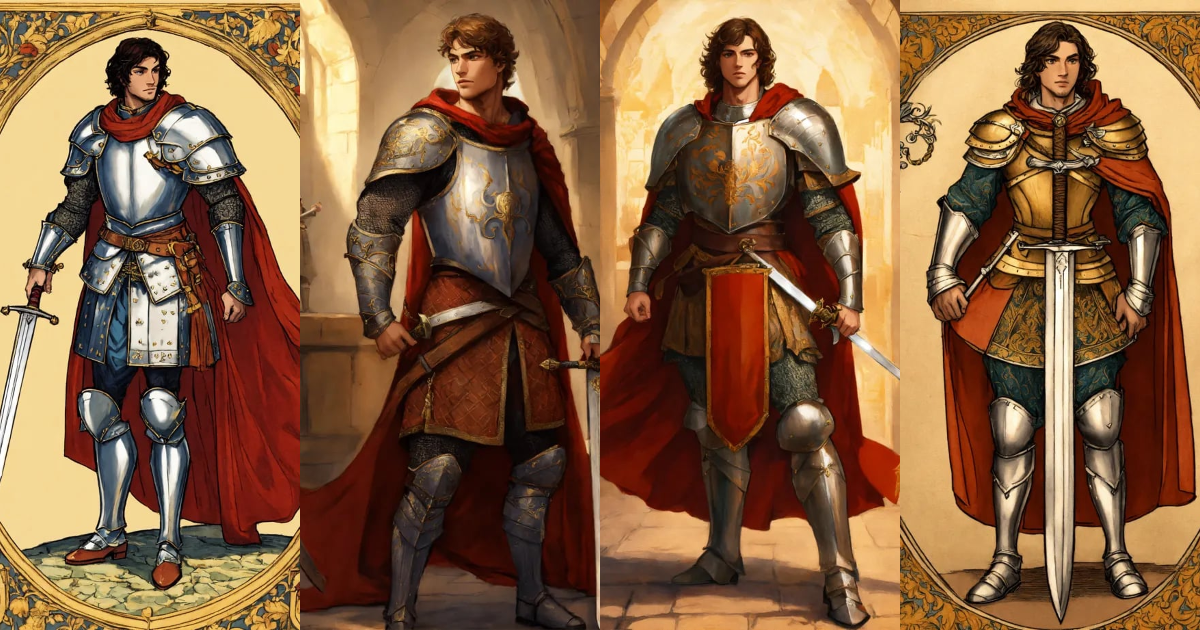 Lexica - Drawing of a buff prince in medieval fancy clothes under a ...