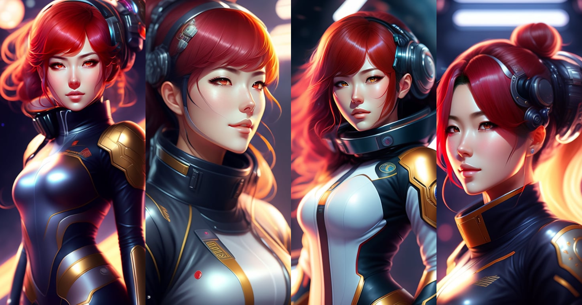 Lexica - Realistic sci-fi anime female with ruby hair in a space ...