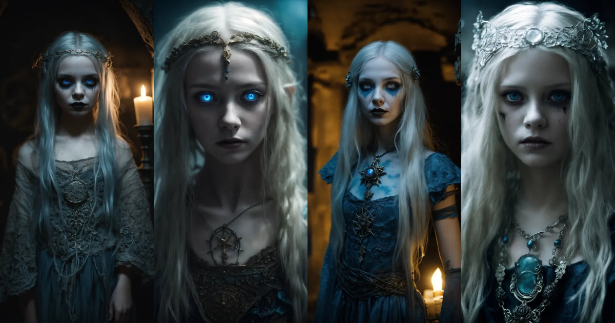 Lexica - Body portrait, eleven year old childish female goth ...