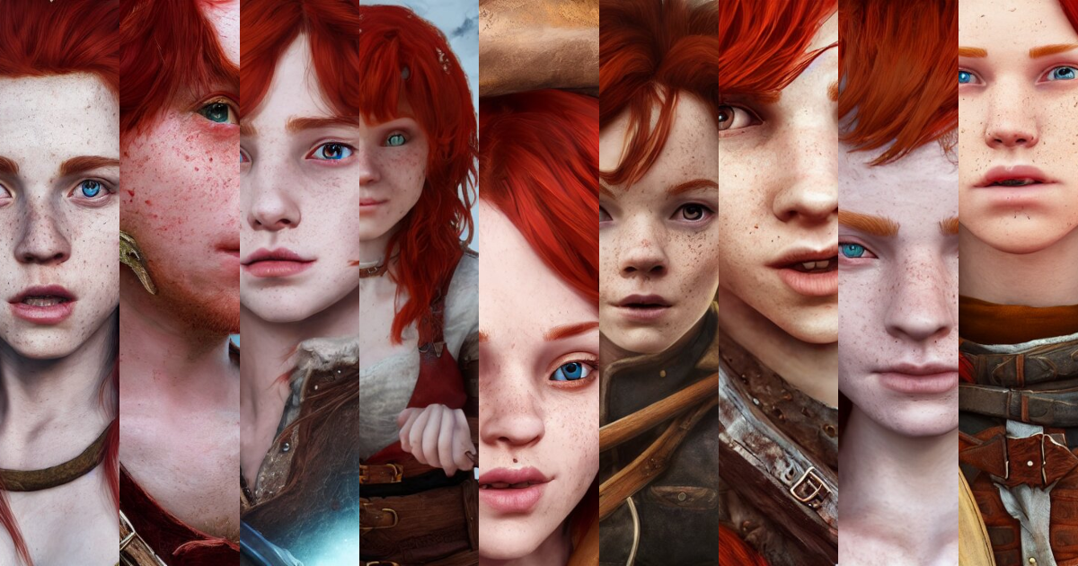 Lexica - Portrait art of red - haired halfling bard 2 1 year old ...