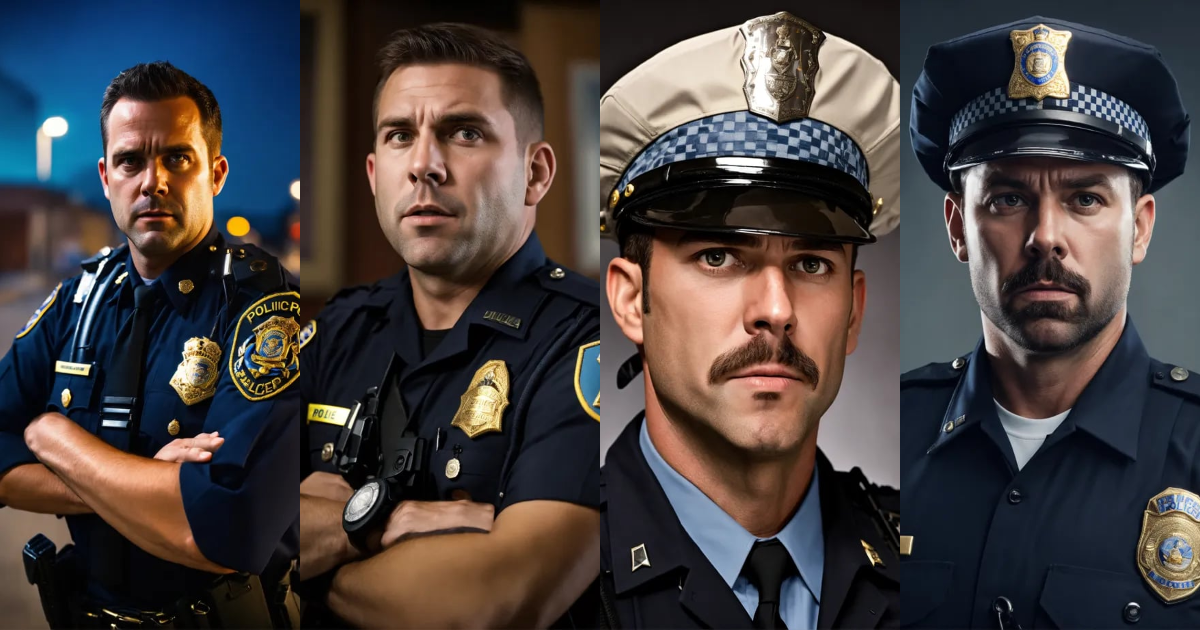 Lexica - Scared random looking unique expressive police officer ...