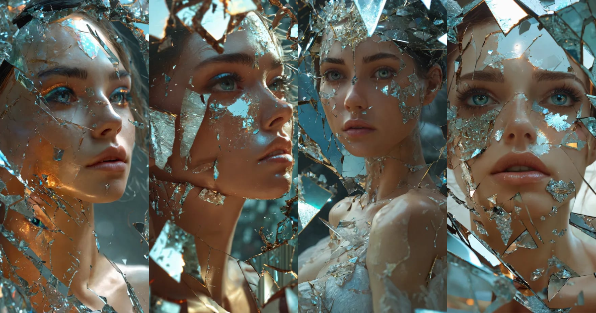 Lexica - "fantasy goddess of mirrors", reflective, shatter, crash ...