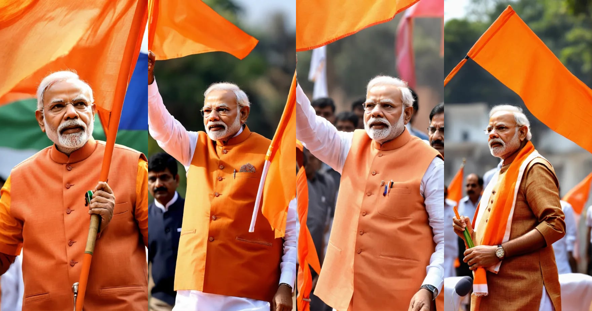 Lexica - Narendra Modi holding an orange flag