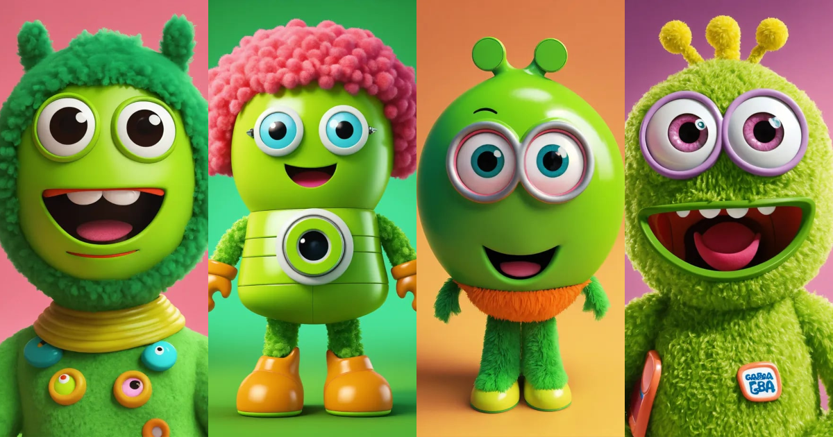 Lexica - Create a cute yo gabba gabba green female character with cute ...