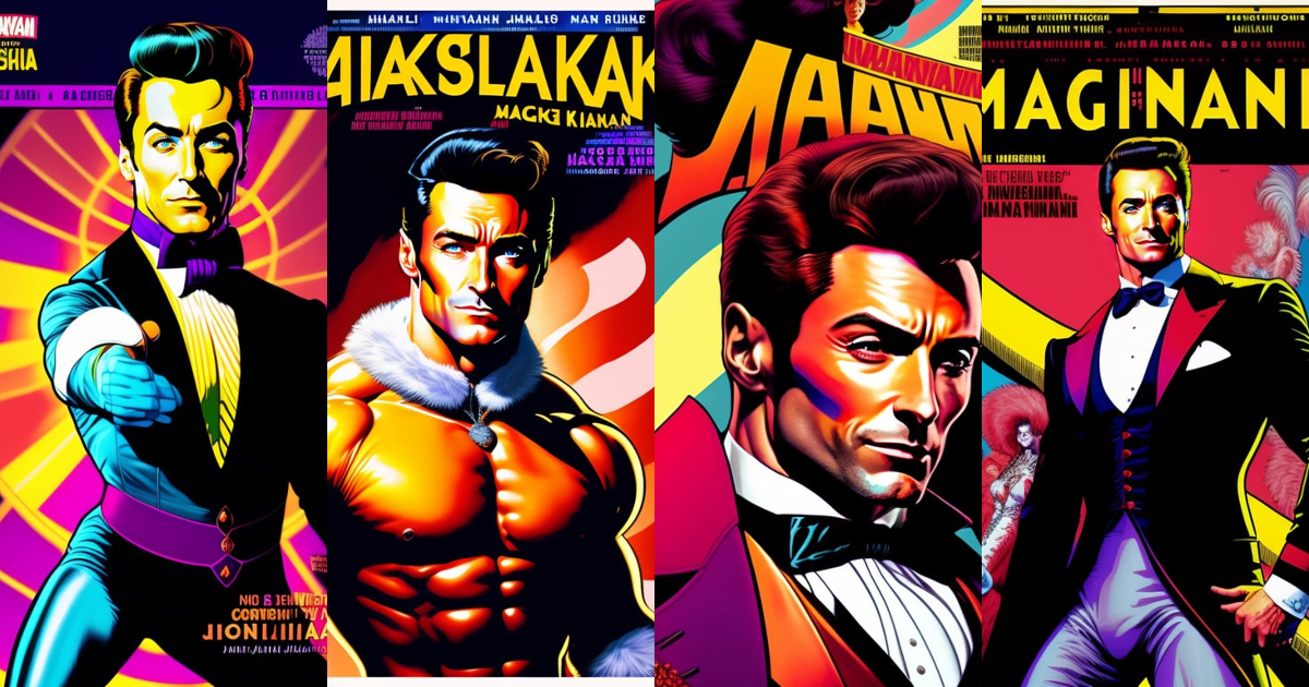 Lexica - Hugh Jackman as a 1960s circus ringleader comic art. Comic ...