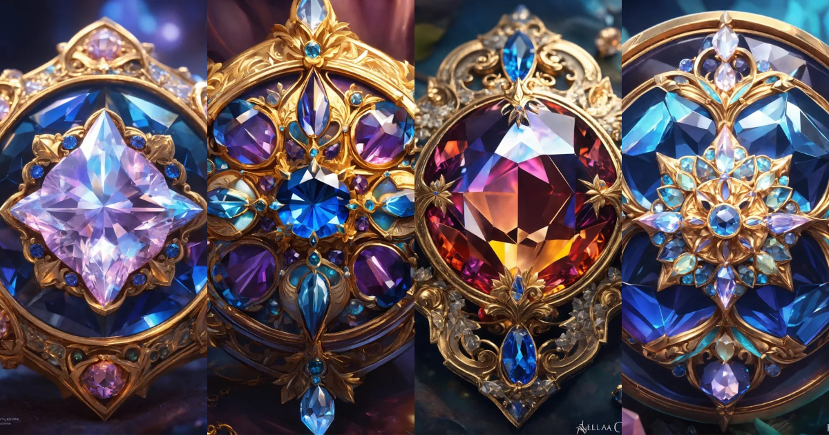 Lexica - Object Crystal medallion, inside the medallion there are four ...