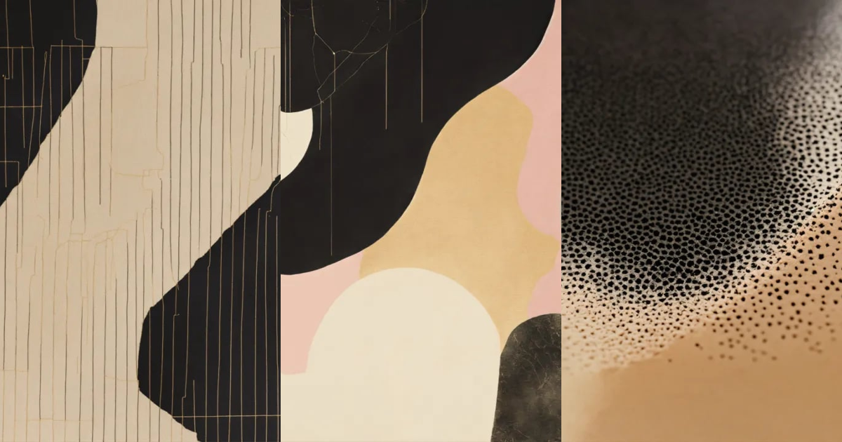 Lexica - Fragments, riso design, texture, pastels cream black, flow, clean