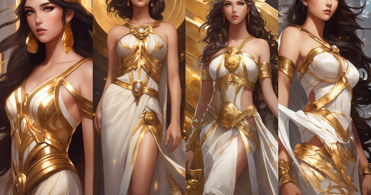 Lexica - Portrait of goddess athena in a white and gold dress, stunning beautiful artwork, toned ...