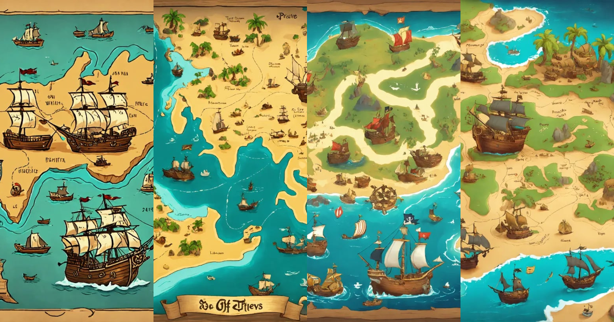 Lexica - Pirate map with ships and routes, detailed hand illustration ...