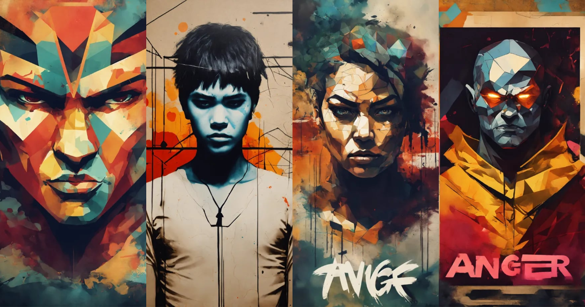 Lexica - Create a poster with the outline of a personification of anger ...