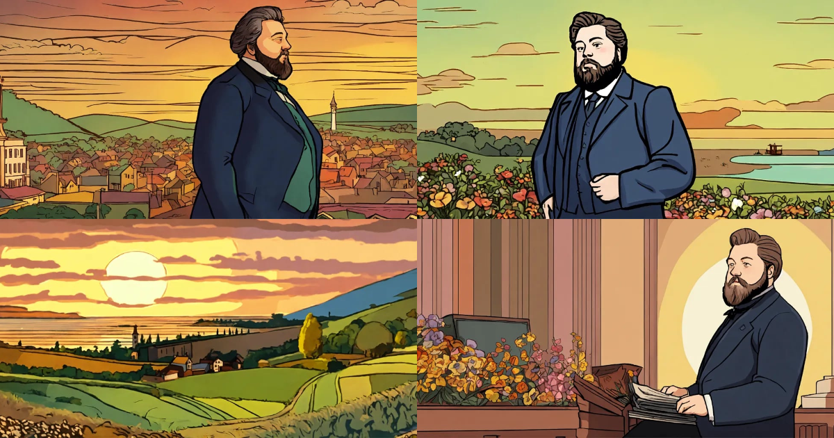 Lexica - Charles Spurgeon, cartoon illustration.