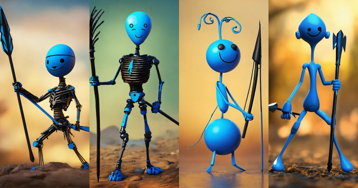 Lexica - Concept art of a 3d smiling stick figure with a black outline ...
