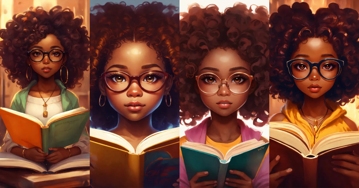 Lexica - Charming Vibrant African Girl Brown Skin Chibi Style Curly ...