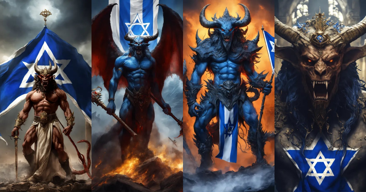 Lexica - Evil demonic Israel demon with an Israeli flag beast with an ...