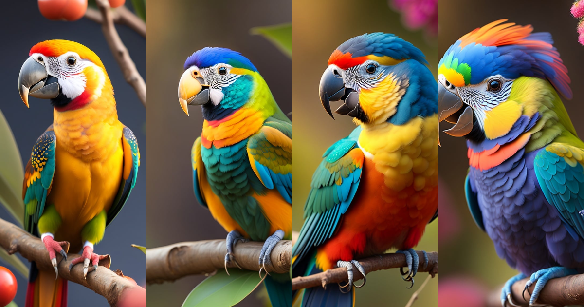 Lexica - A parrot's eye-catching patterns and textures, a tapestry of ...