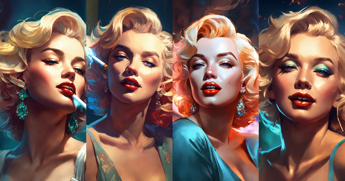 Lexica - "Marilyn Monroe smoking a cigarette", "head and shoulders ...