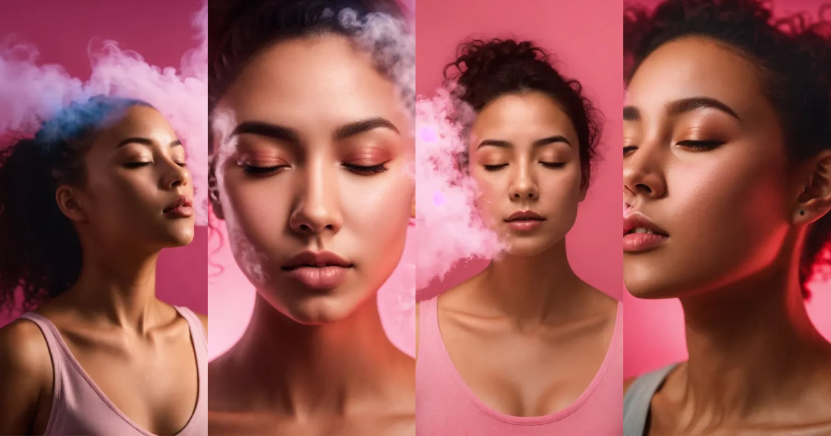 Lexica - Clear ambient glowing pink background, mixed race female steam ...