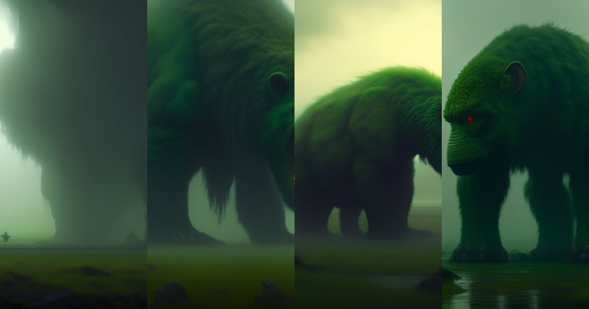 Lexica - A portrait of an exhausted bipedal green monster, dark fantasy ...