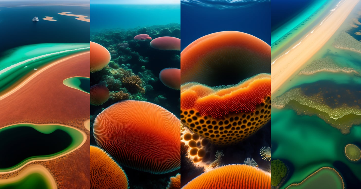 Lexica - Air view of one single coral organic growth diffusion