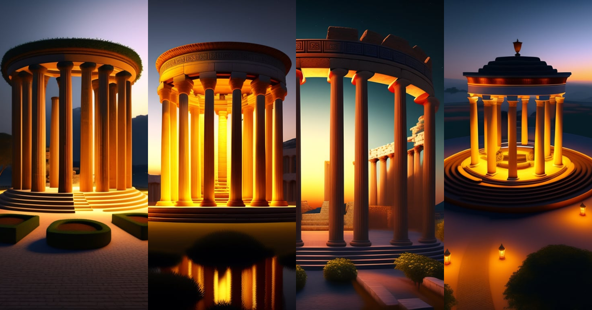 Lexica - Circular agora temple of ancient greece at night leading to ...