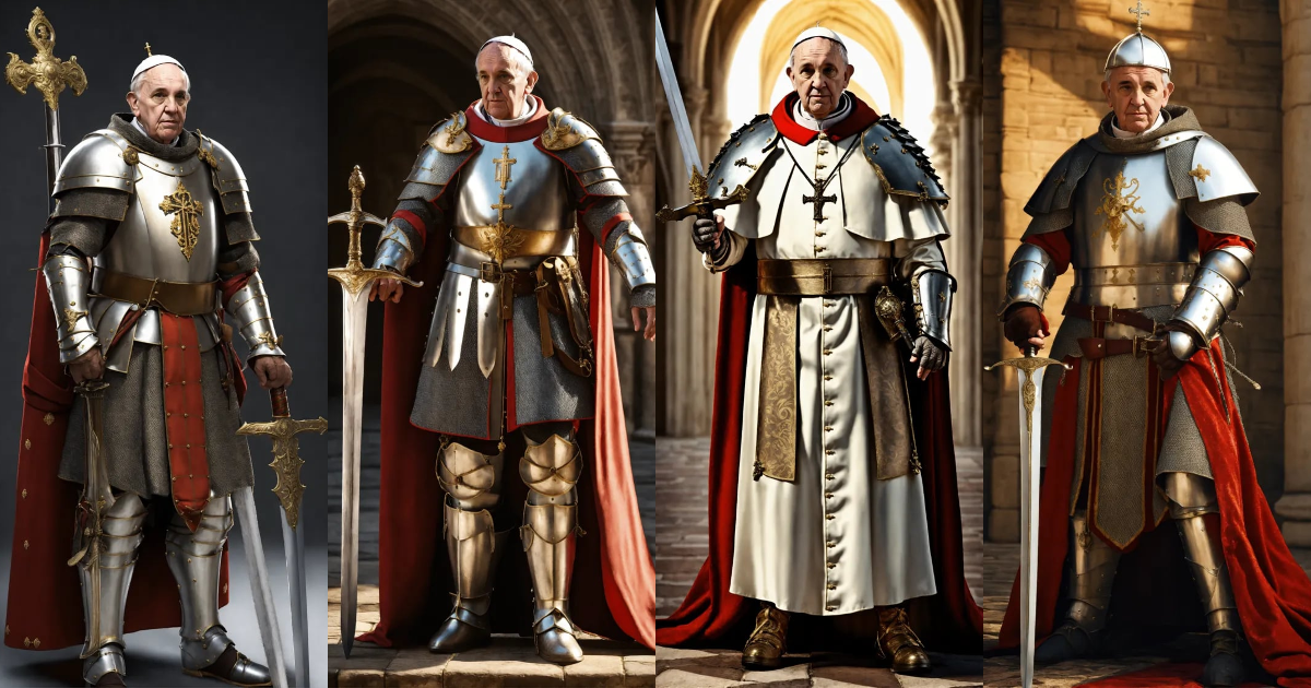 Lexica - Pope Francis in medieval knight armor with no helmet on his ...