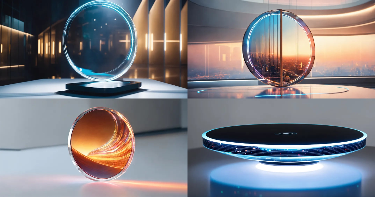 Lexica - Thin glass circle, seen from a side angle with a rotated ...