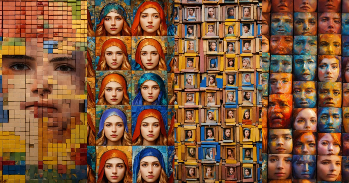Lexica - A 6 tiles photo of people's face, each with their own emotions ...