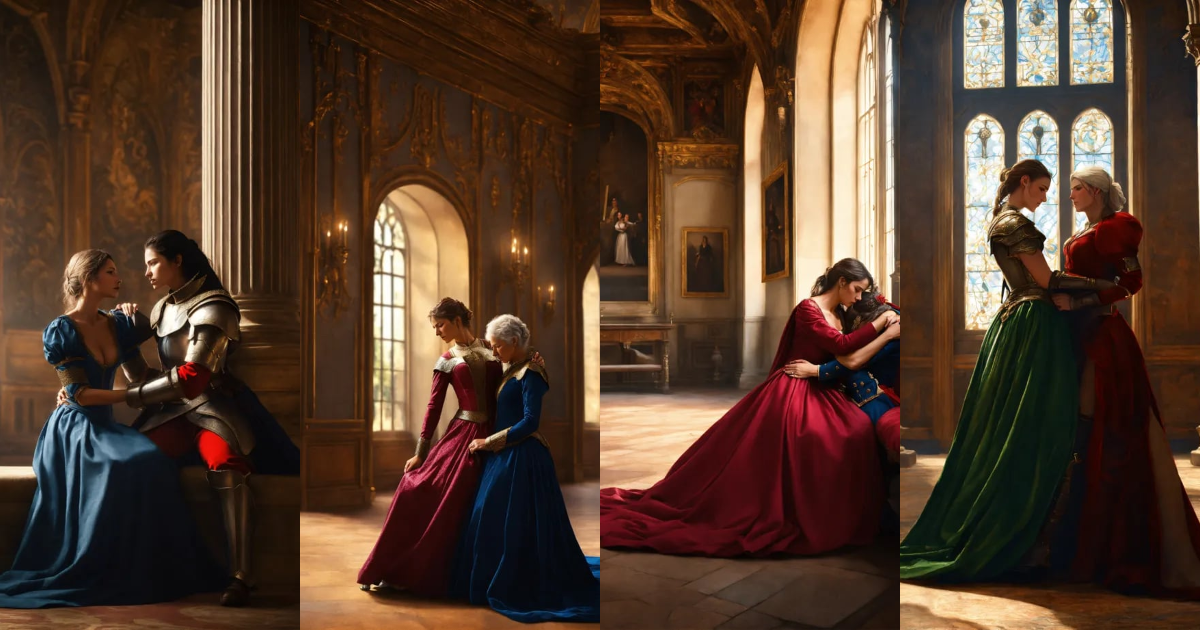 Lexica - Photorealistic a robust woman warrior comforting a frail in a ...