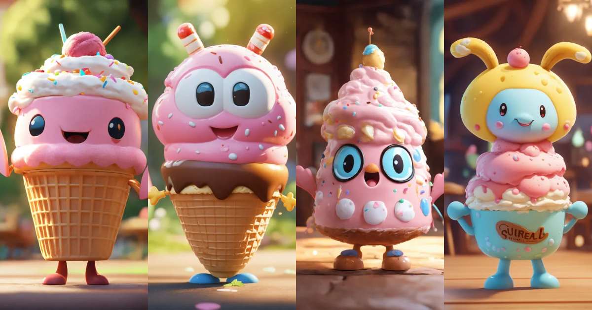 Lexica - Cartoon character a cute ice cream with arms hands and legs ...