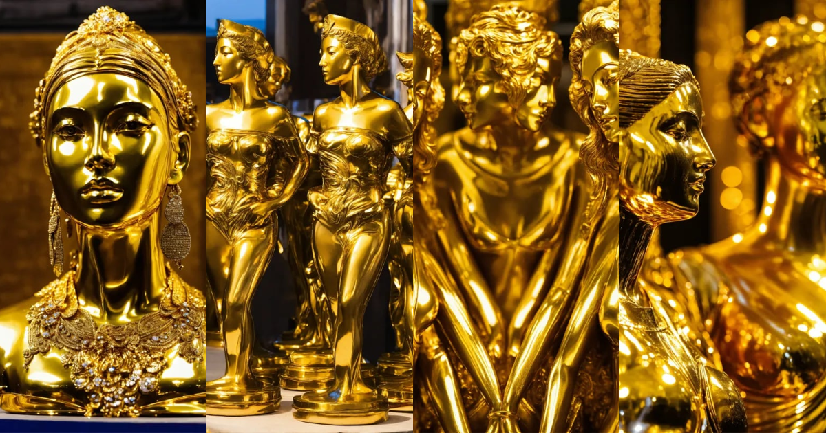 Lexica - Gold Woman Statues