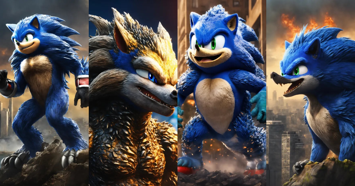Lexica - Sonic the Hedgehog as godzilla, realistic 4k