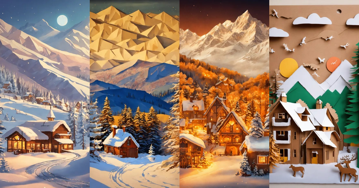 Lexica - Winter in the mountains .cardboard decorations