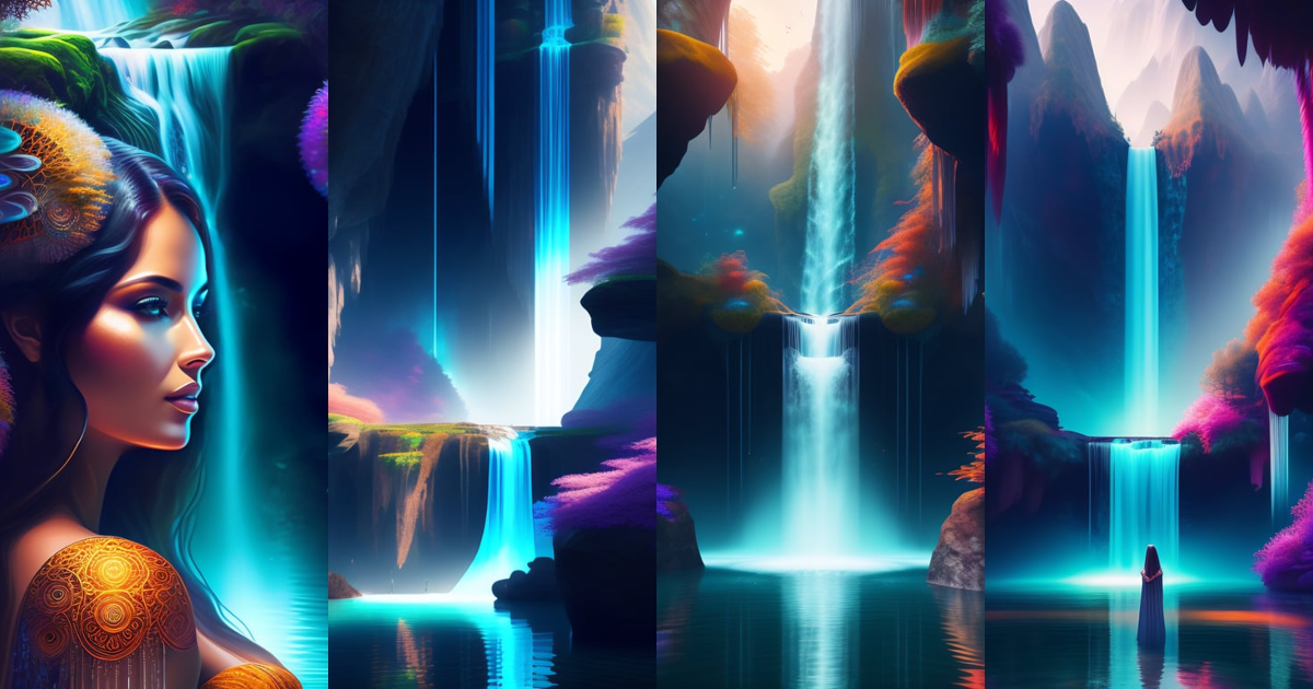 Lexica - A woman in the waterfalls, centered,, Fractals made of ...