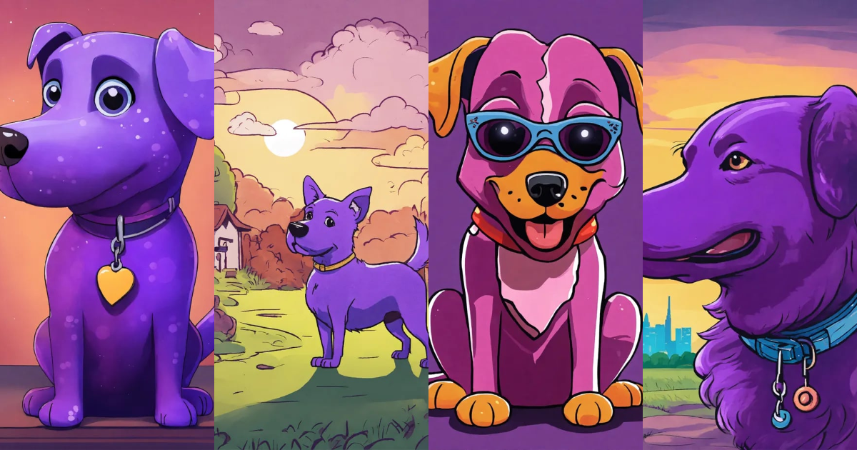 Lexica - Purple dog cartoon