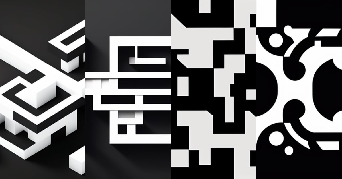 Lexica - Recursive minimalist 2d symbol for PARLATUR, black and white ...