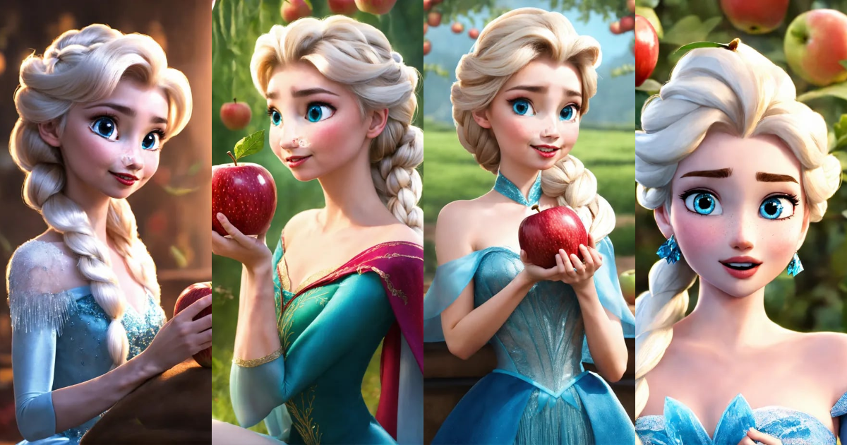 Lexica - Elsa eats an apple