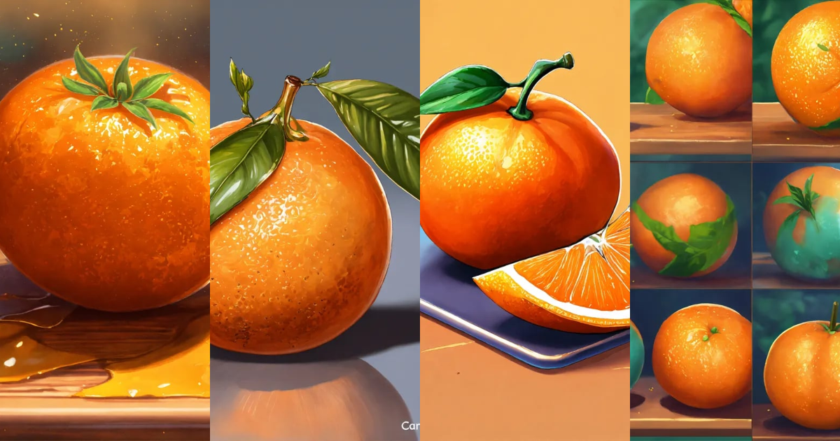 Lexica - Single orange, isolate objects, realistic cartoon oil paint ...