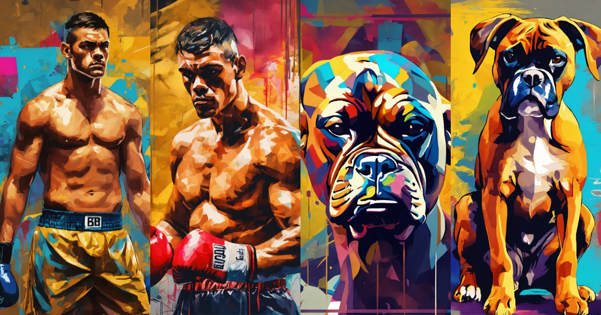 Lexica - An illustration painting with bright colors of a boxer ...