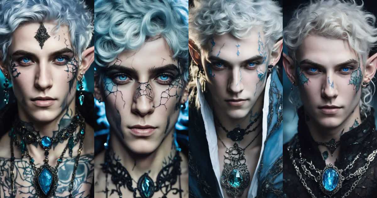 Lexica - Fantasy portrait of a tatooed sickly pale-skinned male elf ...