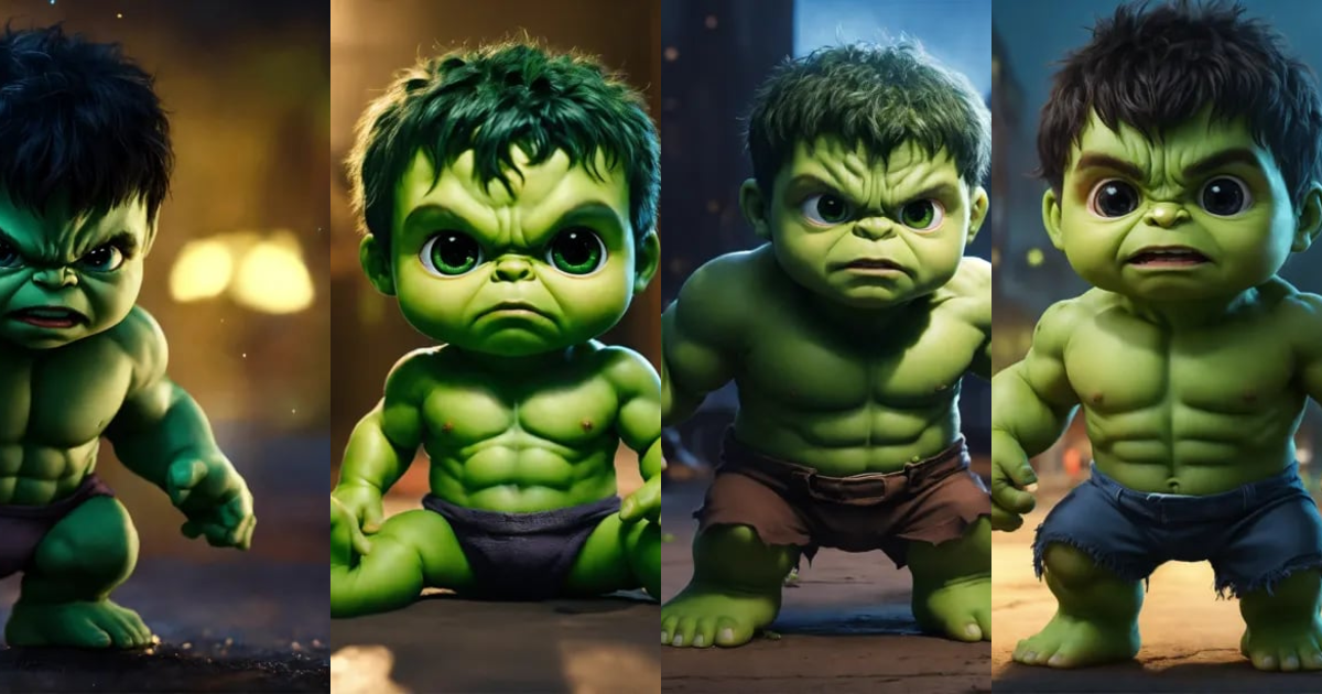Lexica - Very cute, realistic hulk baby cute with many eyes standing in ...