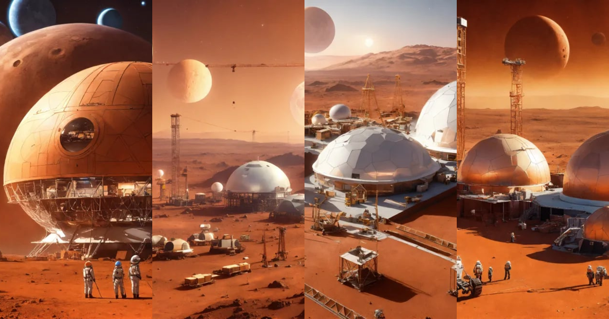 Lexica - Picture of construction on mars using space age technology ...