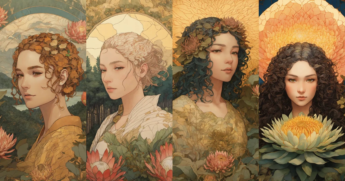 Lexica - A modern illustration. Heavy detail. a portrait of Protea ...