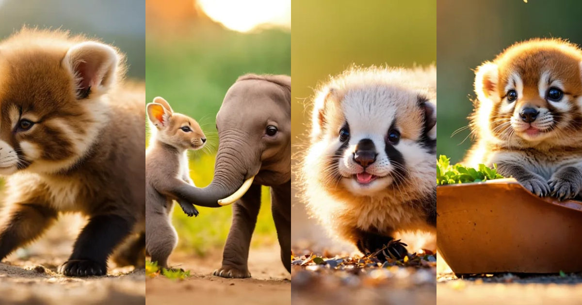 Lexica - Cute baby animals playing