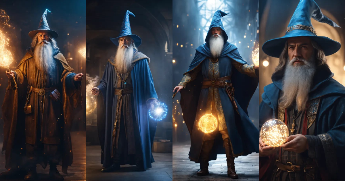 Lexica - A realistic full body portrait of a wizard, powerful magic ...