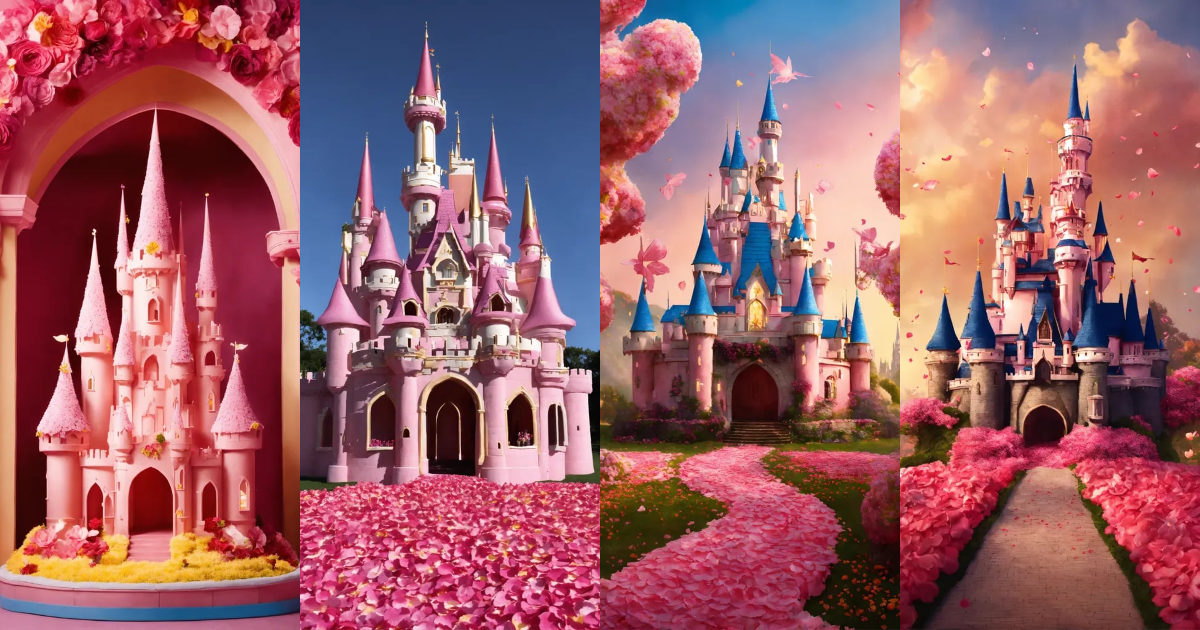 Lexica - Fantasy princess castle all made of petals